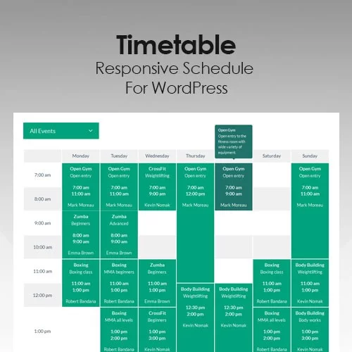 Timetable Responsive Schedule For WordPress - ToolsZilla